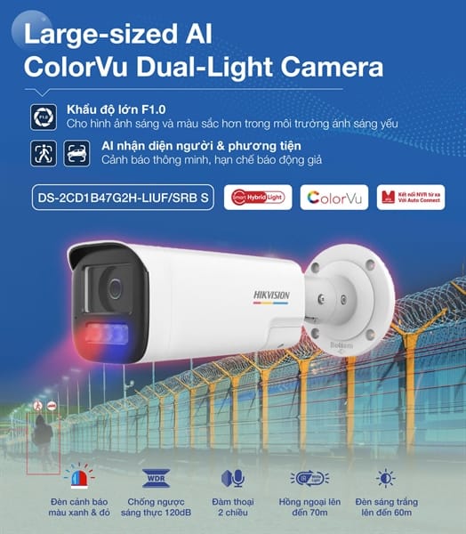 Camera Hikvision ColorVu 3.0 Màu Đêm Như Ngày thân trụ cực to ngoài ...